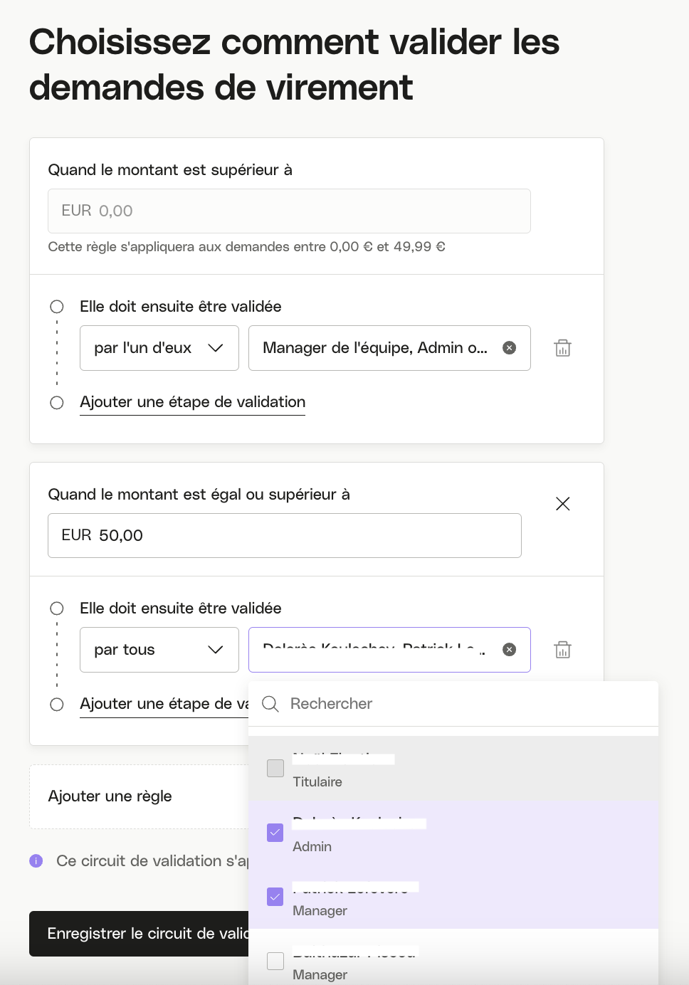 Comment personnaliser le circuit de validation des demandes de virement ...